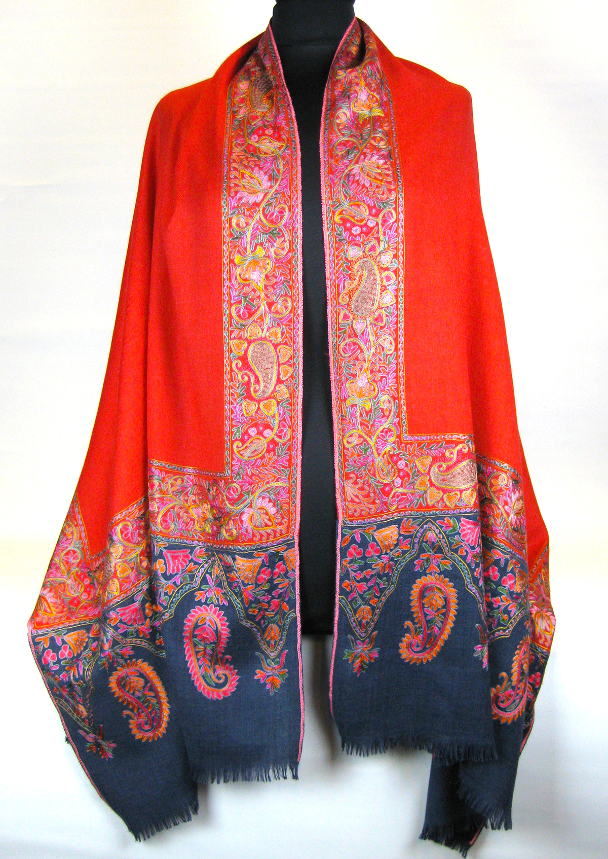 Rødt Kashmir uld tørklæde, sjal Vnr: 8018 - Samarkand.dk - Online shop